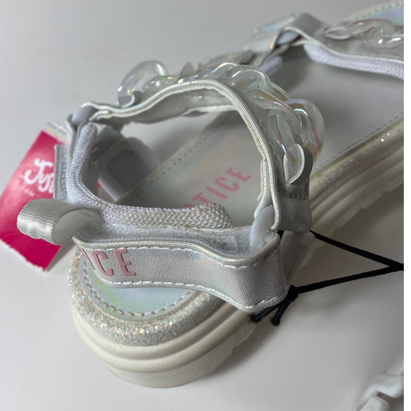 Justice | Shoes | Justice Girls White Iridescent Strappy Platform ...